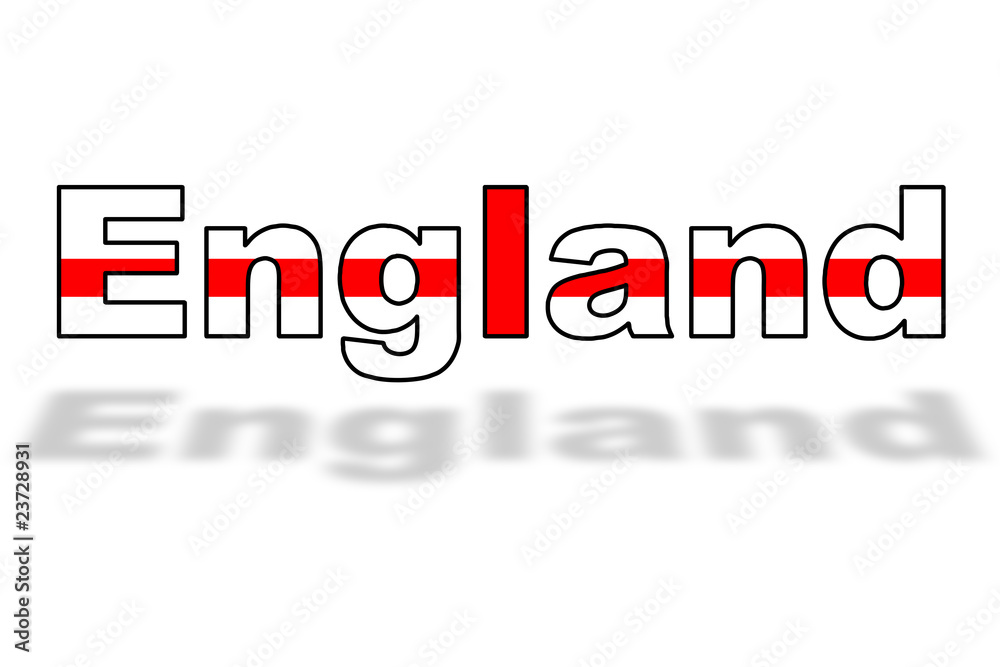Word ENGLAND floating with shadow on white Stock Illustration | Adobe Stock