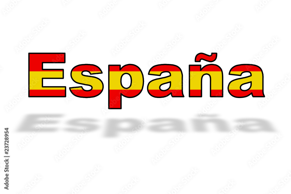Word Espana floating with shadow on white Stock Illustration | Adobe Stock