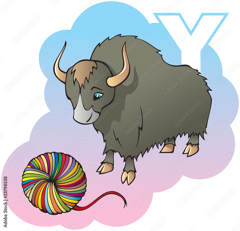 Children alphabet: letter Y, yak and yarn, vector Stock Vector | Adobe ...