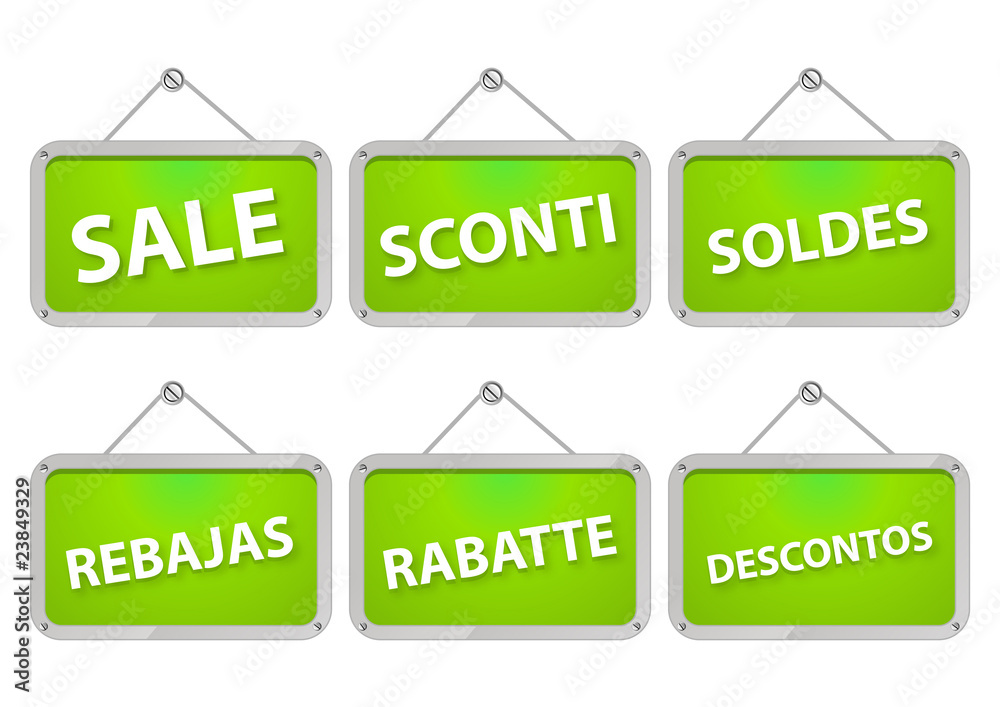 Cartello Sconti Verde Stock Vector | Adobe Stock