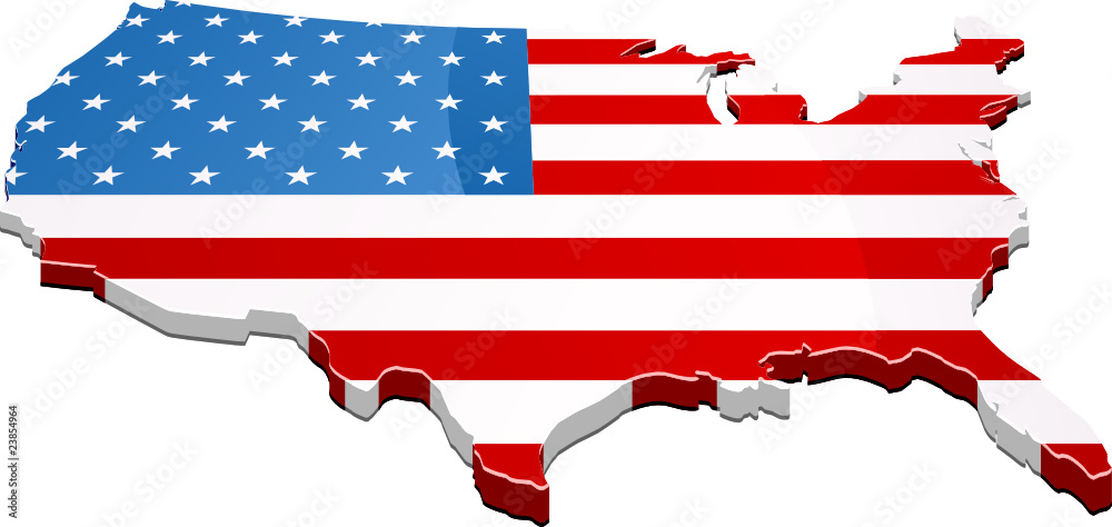 3D Map of United States (Flag) Stock Vector | Adobe Stock