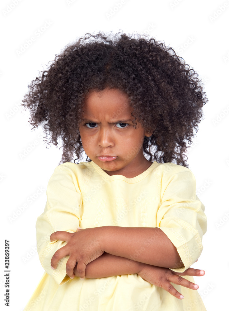 Angry little girl with beautiful hairstyle Stock Photo | Adobe Stock