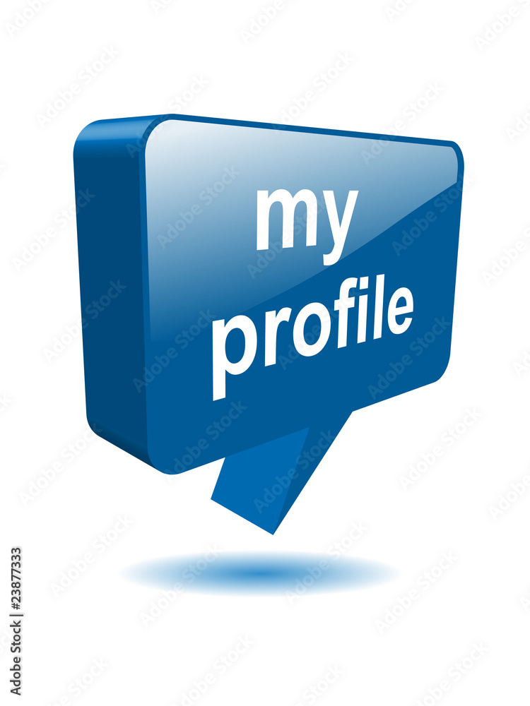 MY PROFILE Speech Bubble Icon (Web Button User Account Data 3D) Stock ...