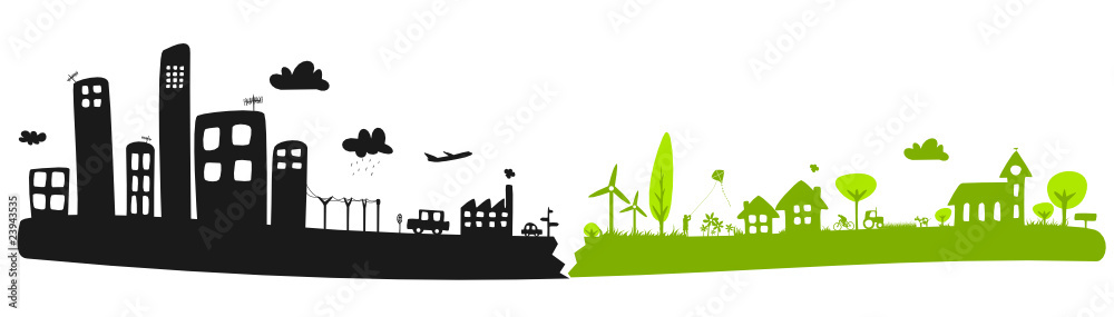 Ville vs campagne Stock Vector | Adobe Stock