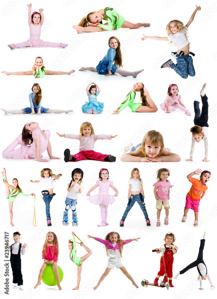 Collection photos of cute little girls Stock Photo | Adobe Stock