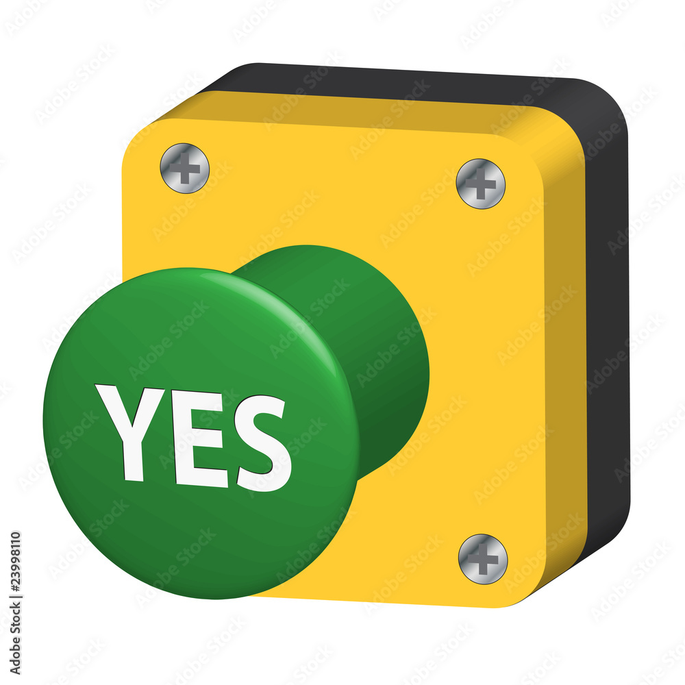 YES Pushbutton (web button ok go vote survey opinion poll no 3D) Stock ...