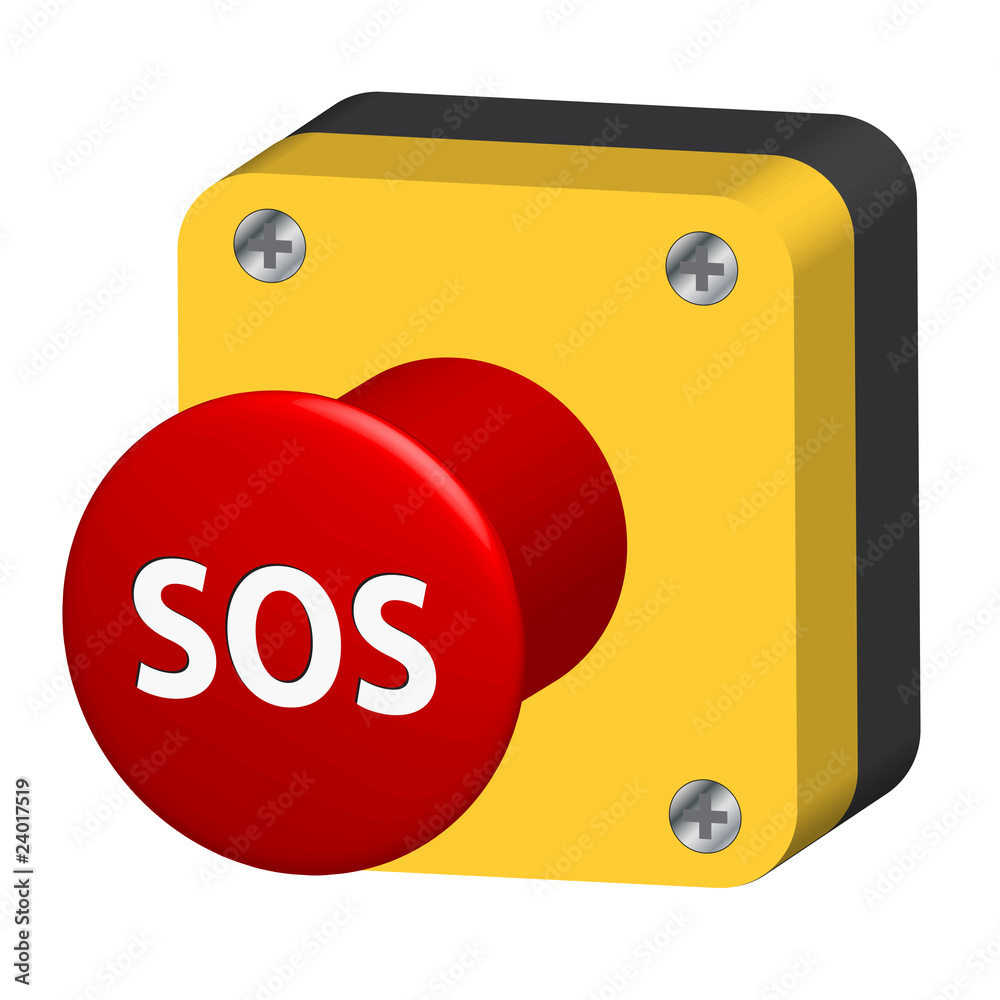 Emergency SOS Button (3D E-Stop Pushbutton Danger Help Now) Stock ...