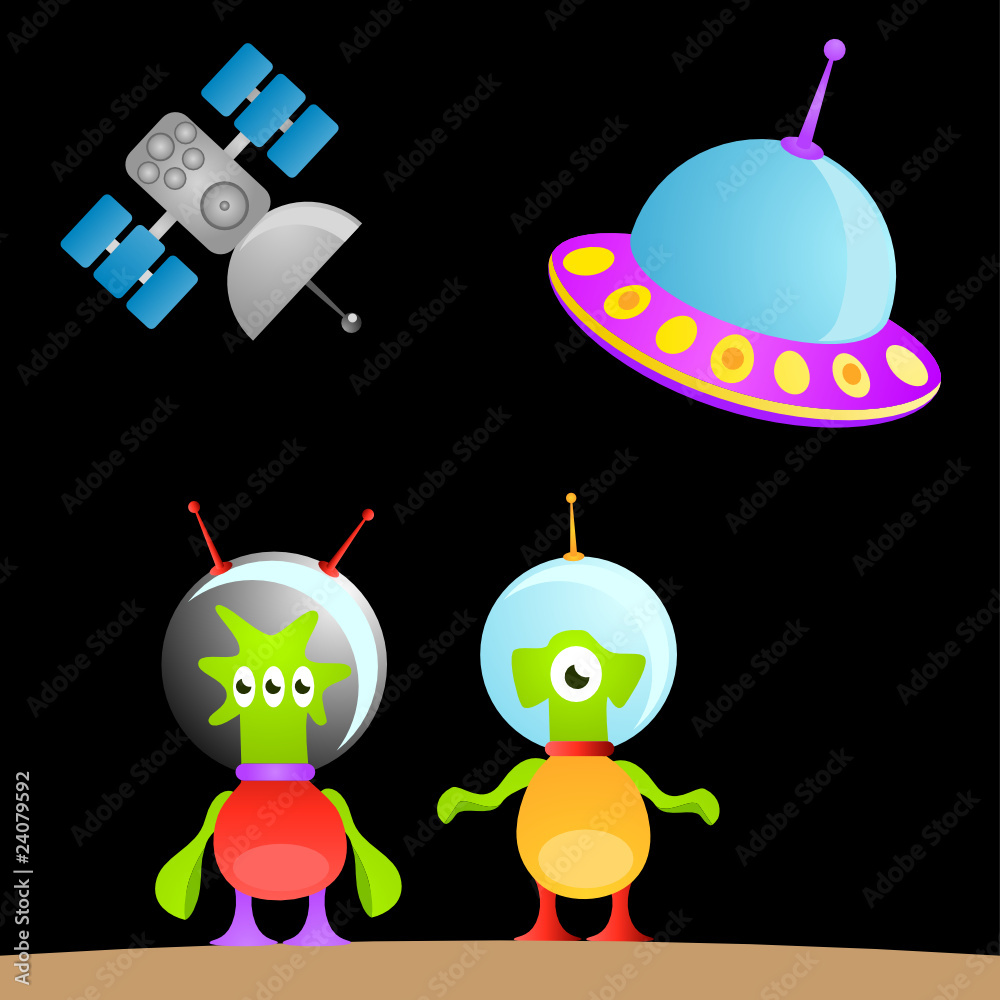 cartoon alien and space Stock Vector | Adobe Stock