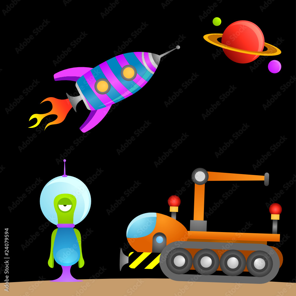 cartoon alien and space Stock Vector | Adobe Stock