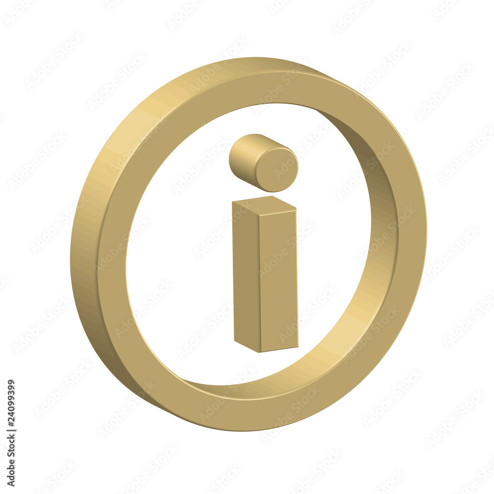 Golden “INFO” Icon (Information symbol sign more gold 3D about) Stock ...