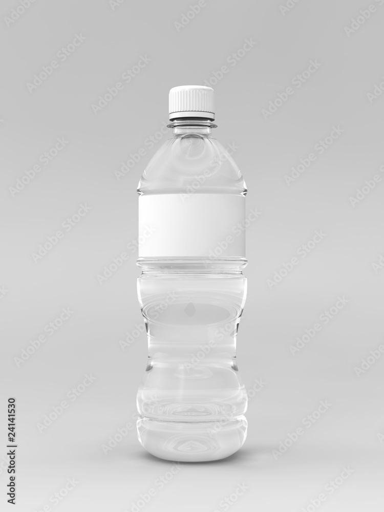 A render of a labeled water bottle over a whit background Stock ...
