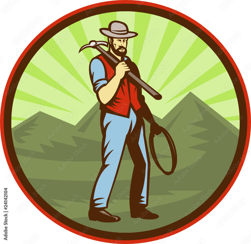 Miner prospector gold digger pick axe Stock Vector | Adobe Stock