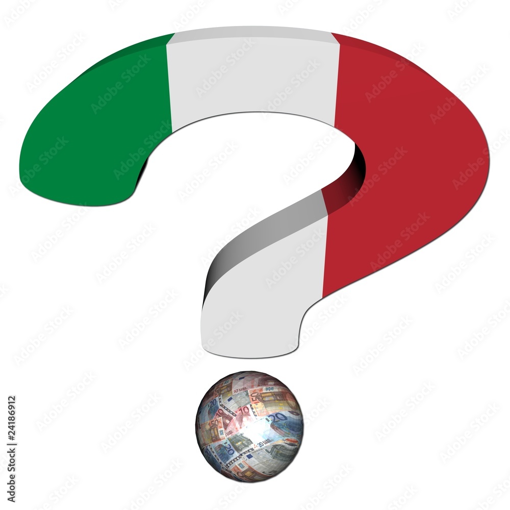 question mark with Italian flag and euros illustration Stock ...