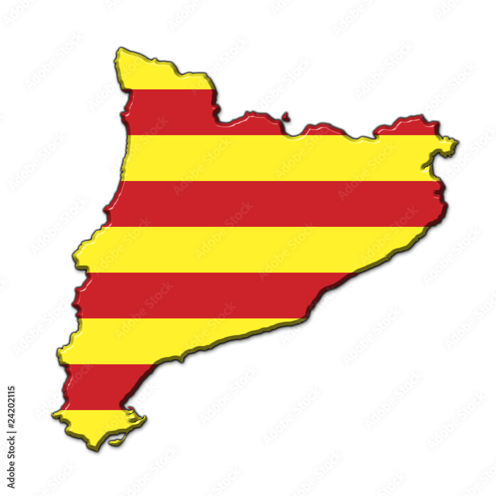 Silueta Cataluña en relieve con colores bandera Stock Illustration ...