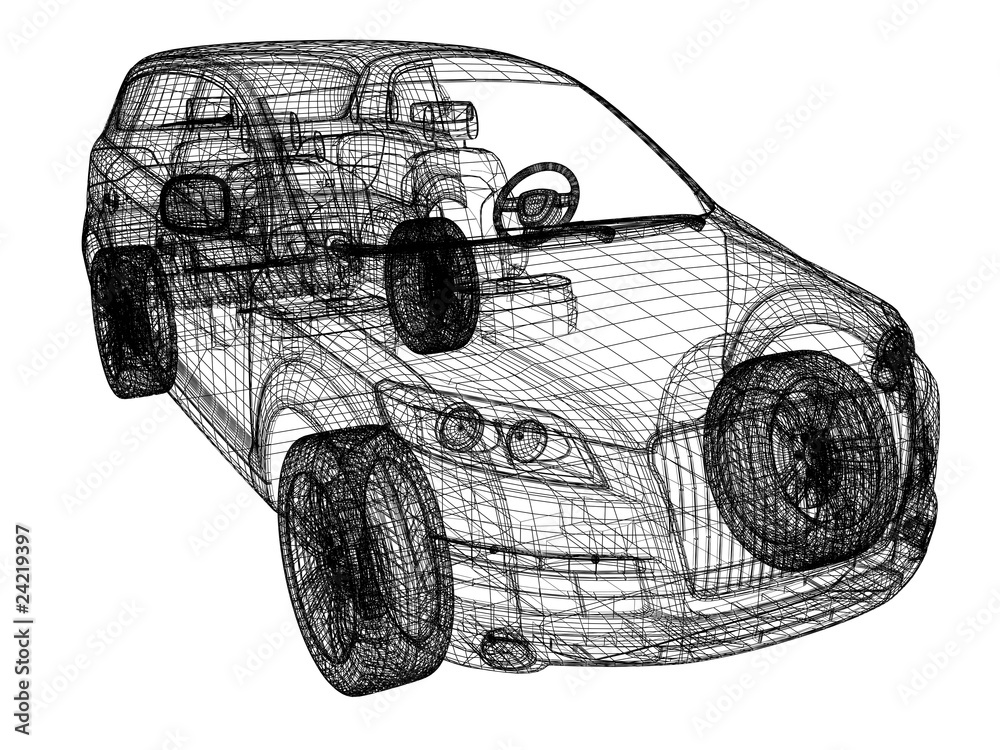 auto 3d wireframe Stock Photo | Adobe Stock