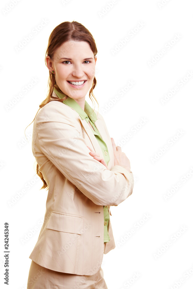 Lachende Managerin von der Seite Stock Photo | Adobe Stock