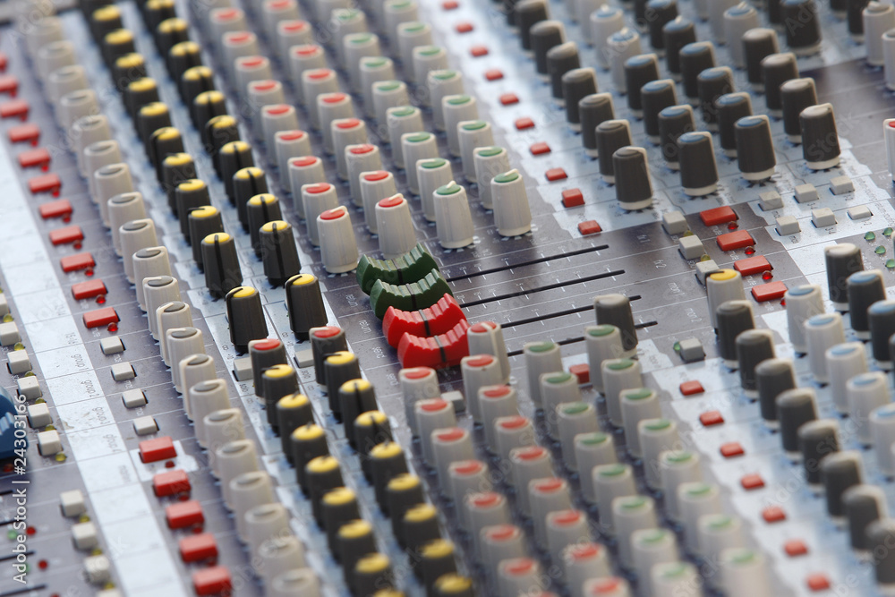 music mixer control button perspective Stock Photo | Adobe Stock
