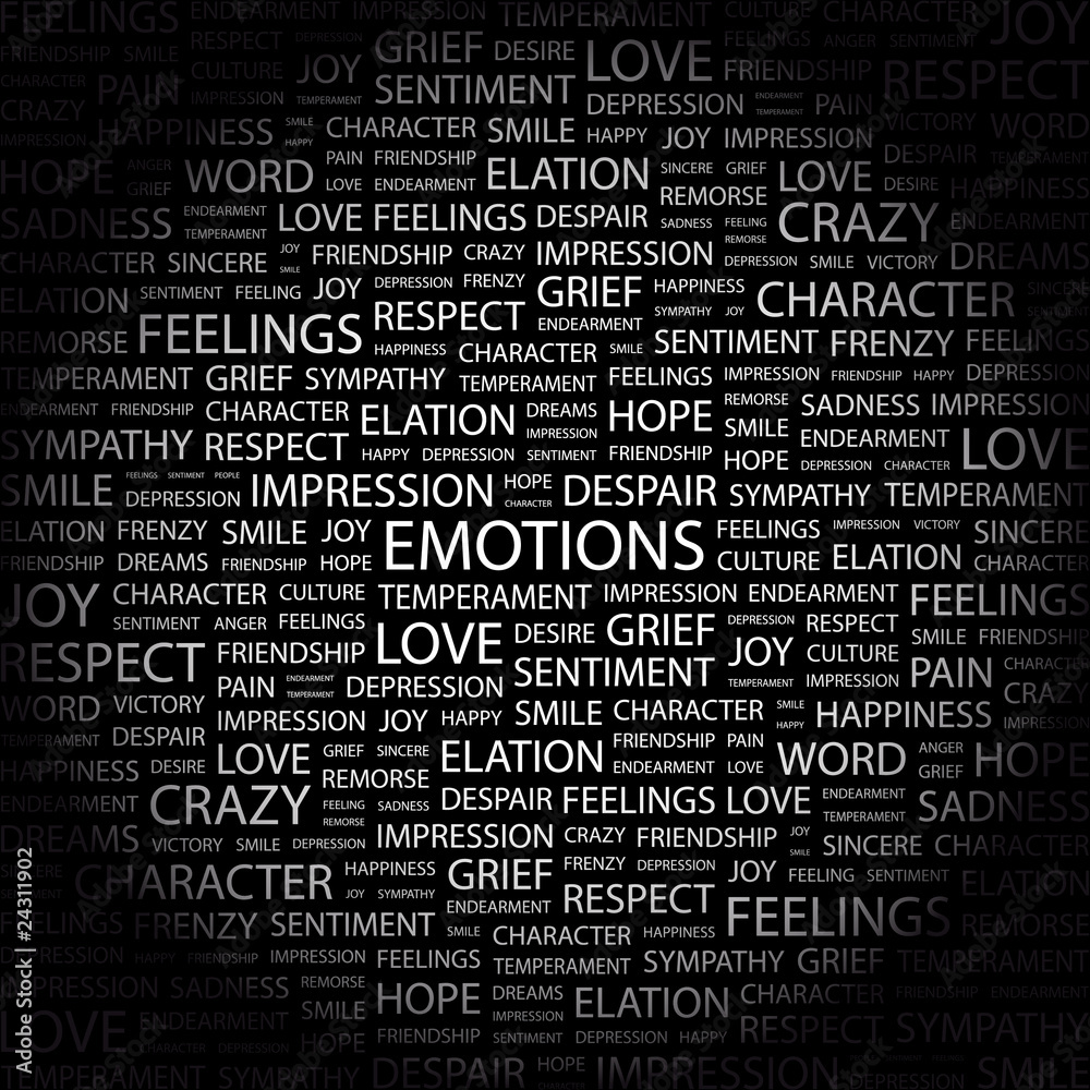 EMOTIONS. Word collage on black background. Stock Vector | Adobe Stock
