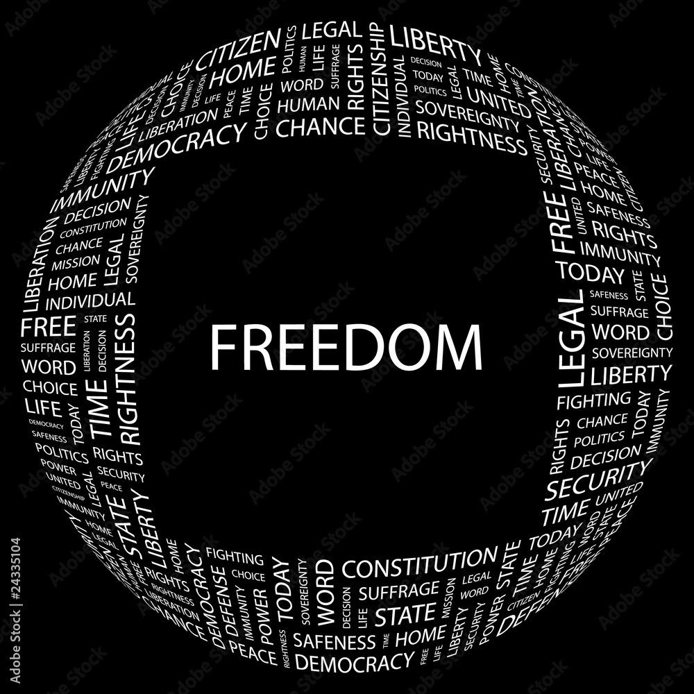 FREEDOM. Word collage on black background. Stock Vector | Adobe Stock