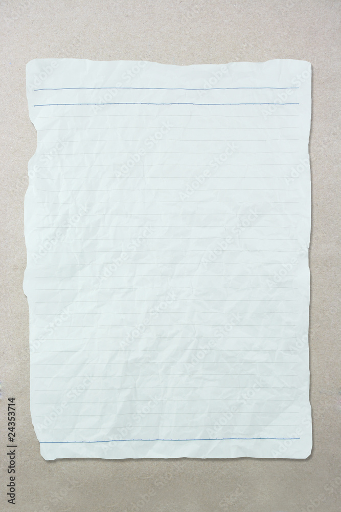 Tear white crumpled paper with line on brown background Stock Photo ...