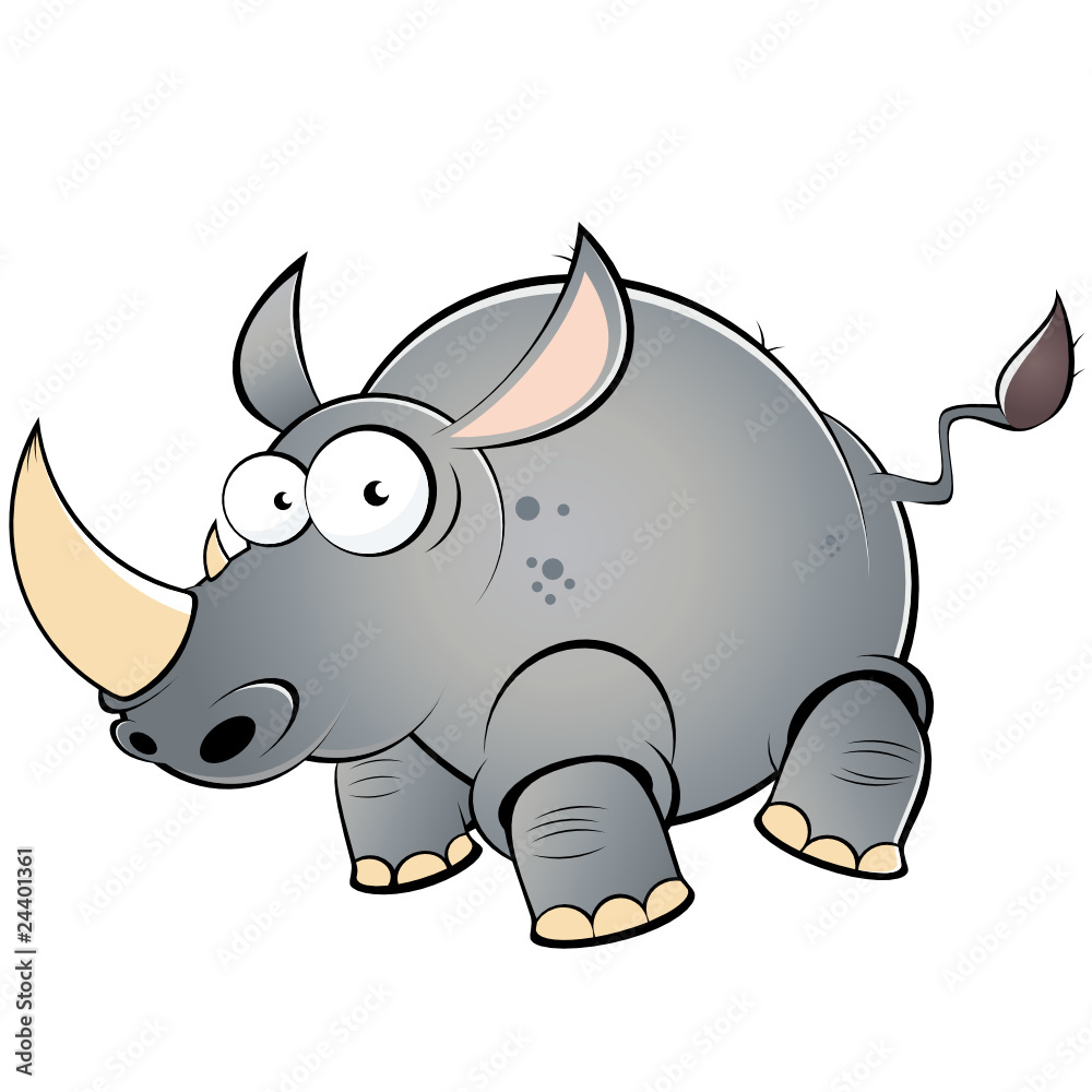 Vetor de nashorn cartoon lustig tier maskottchen do Stock | Adobe Stock