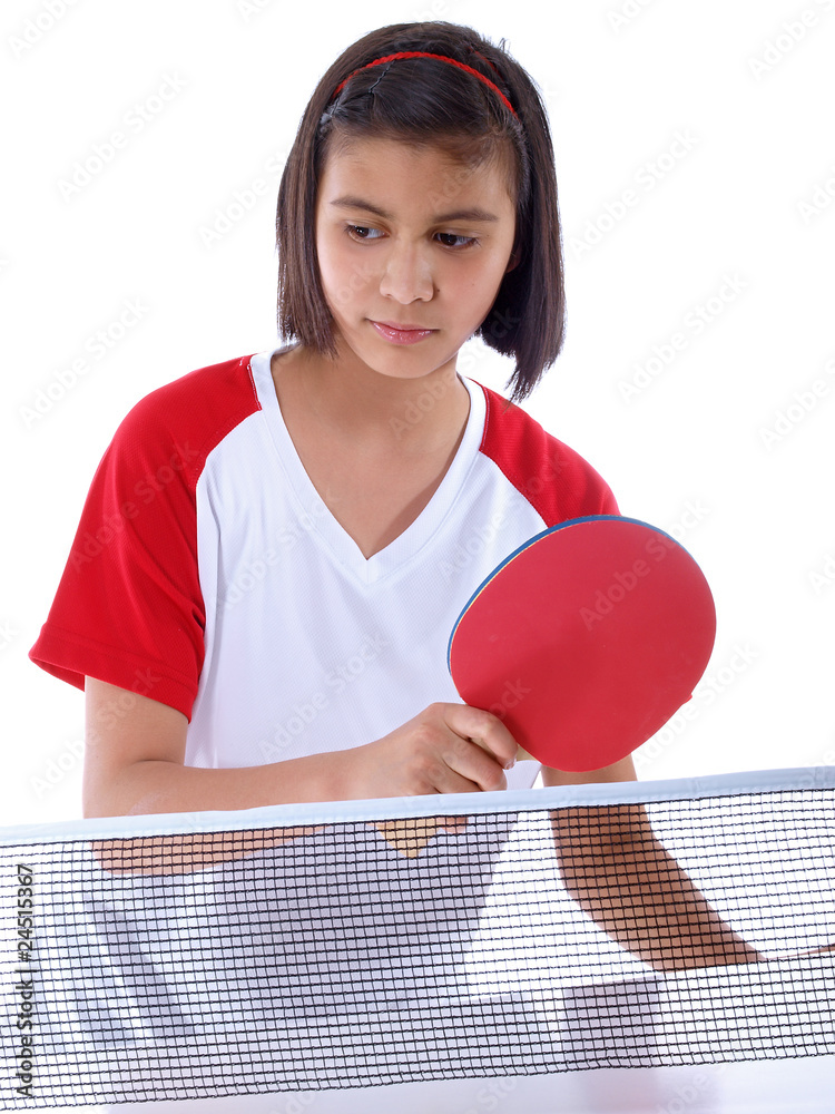 cute girl playing table tennis isolated on white background Stock Photo ...