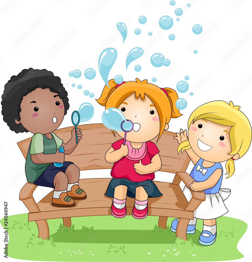 Kids Blowing Bubble Clipart
