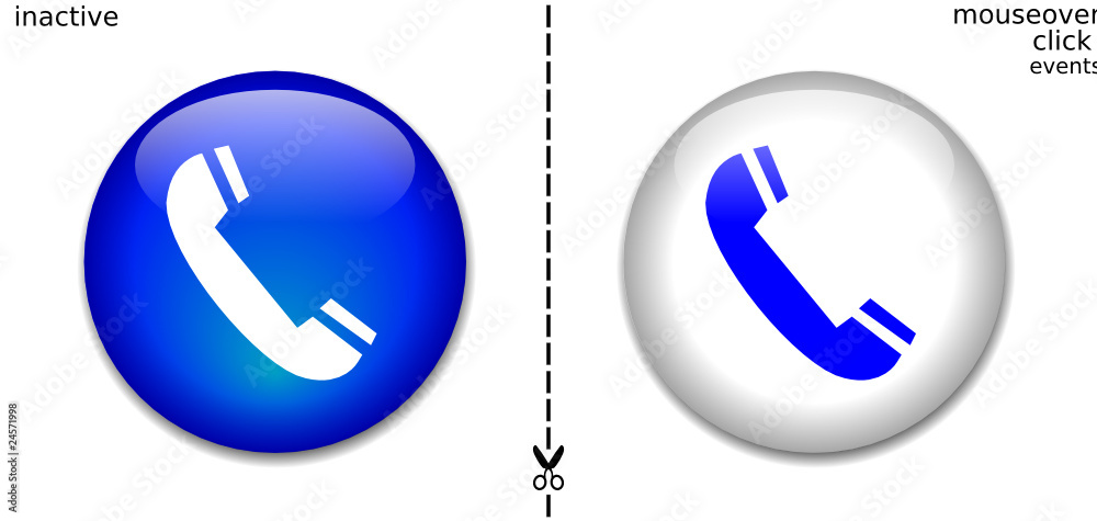TELEPHONE web buttons (ACTIVE [mouseover|click] & INACTIVE pair) Stock ...