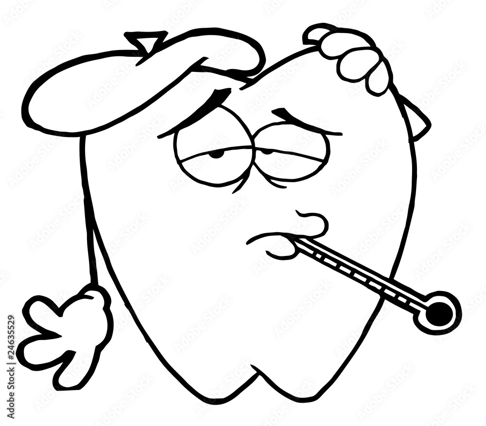 Outlined Tooth Decay Cartoon Character Stock Vector | Adobe Stock