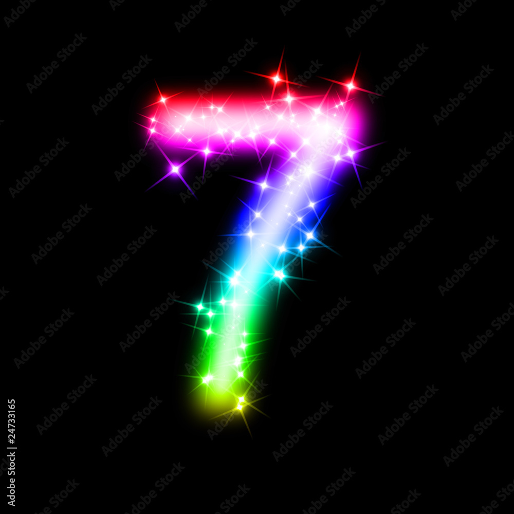 bunte leuchtende Nummer - 7 Stock-Illustration | Adobe Stock