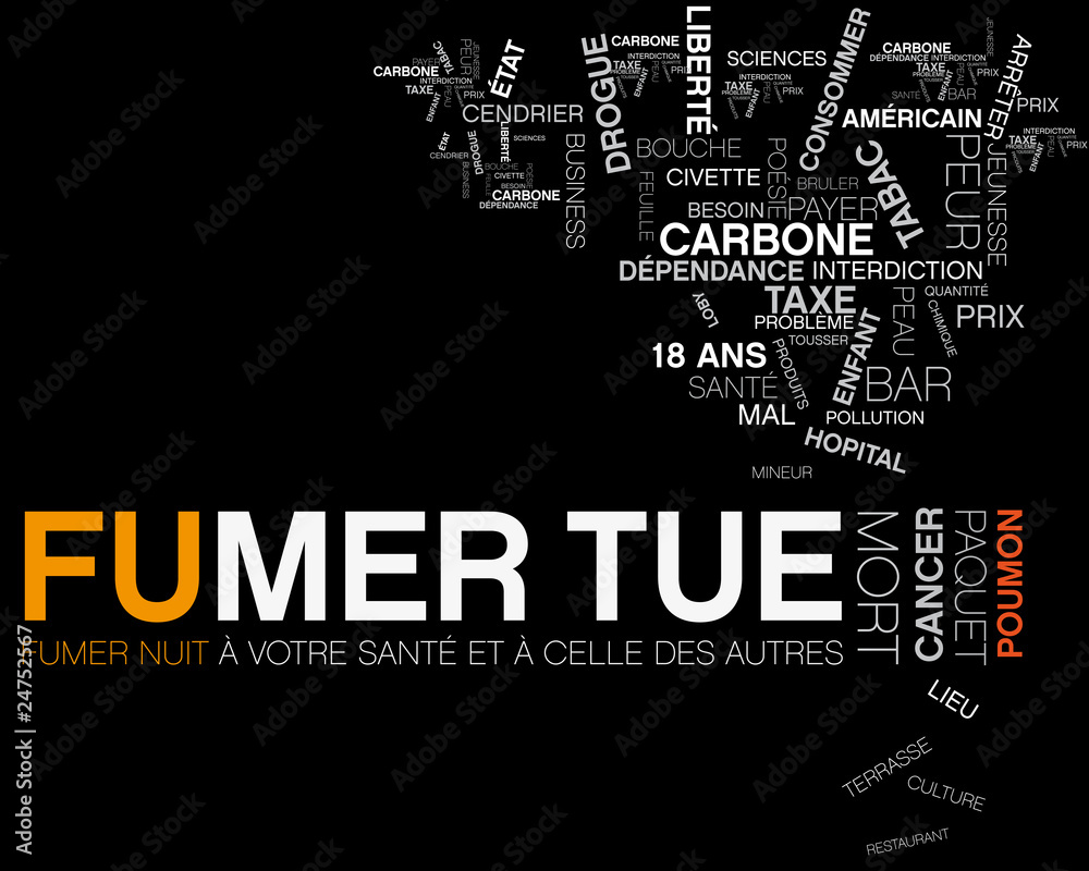 Vecteur Stock fumer tue, mots image sur le thème de la cigarette ...