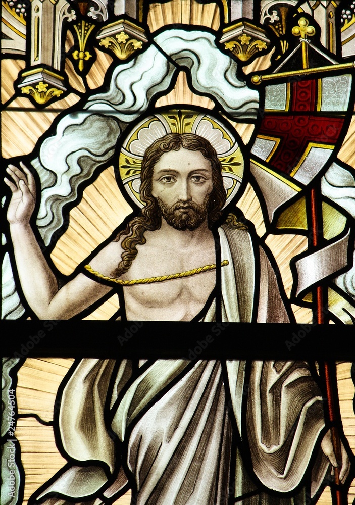 Jesus Christ - Stained Glass Window in Alsemberg, Belgium Stock Photo ...