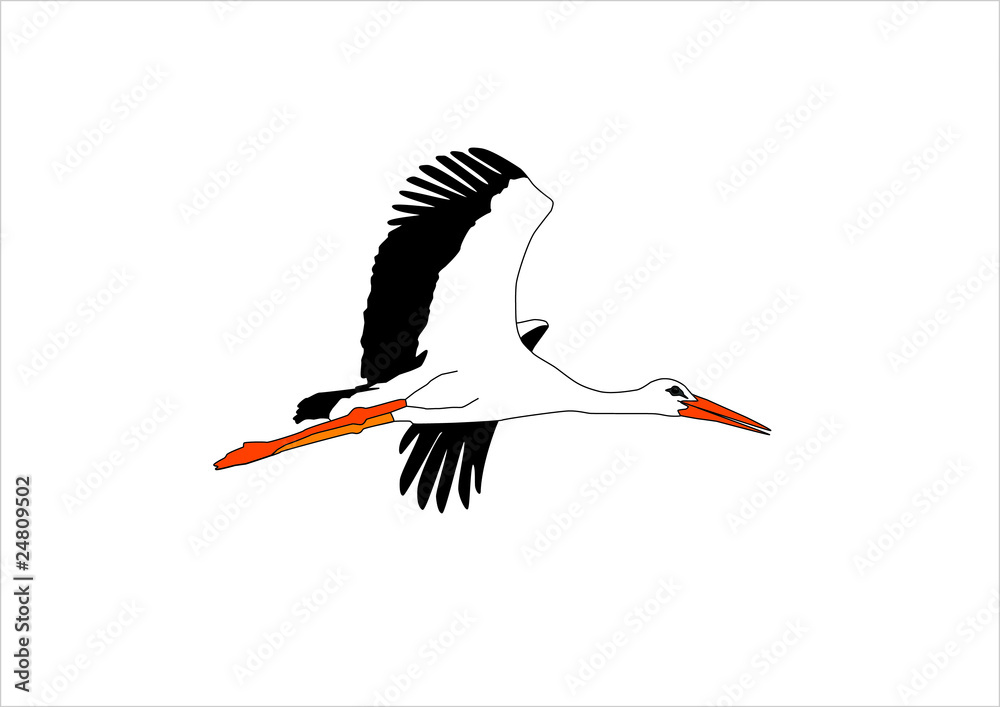 flying stork Stock Vector | Adobe Stock