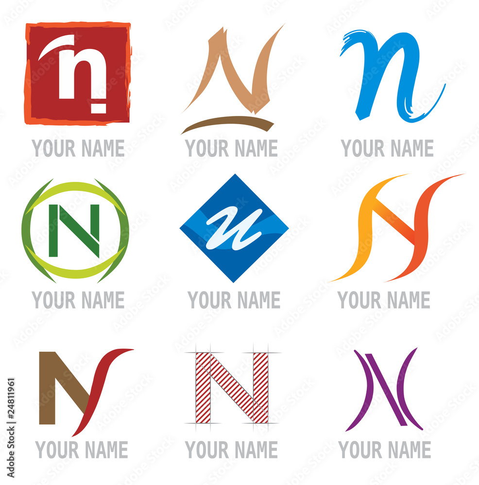 Vecteur Stock Ensemble d'Icones Lettre N pour Design Logos | Adobe Stock
