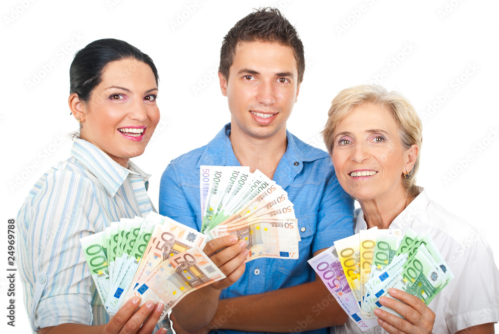 Happy People Saving Money