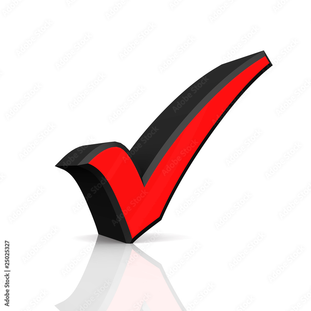 3D - Haken check mark symbol - Rot Stock Illustration | Adobe Stock