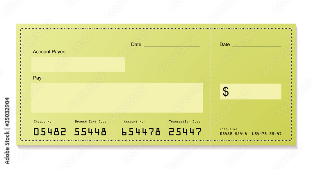 green dollar cheque Stock Vector | Adobe Stock