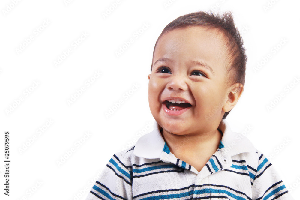Cute baby smiling looking up Stock Photo | Adobe Stock