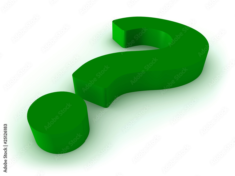 3D render of green question mark isolated on white background. Stock ...