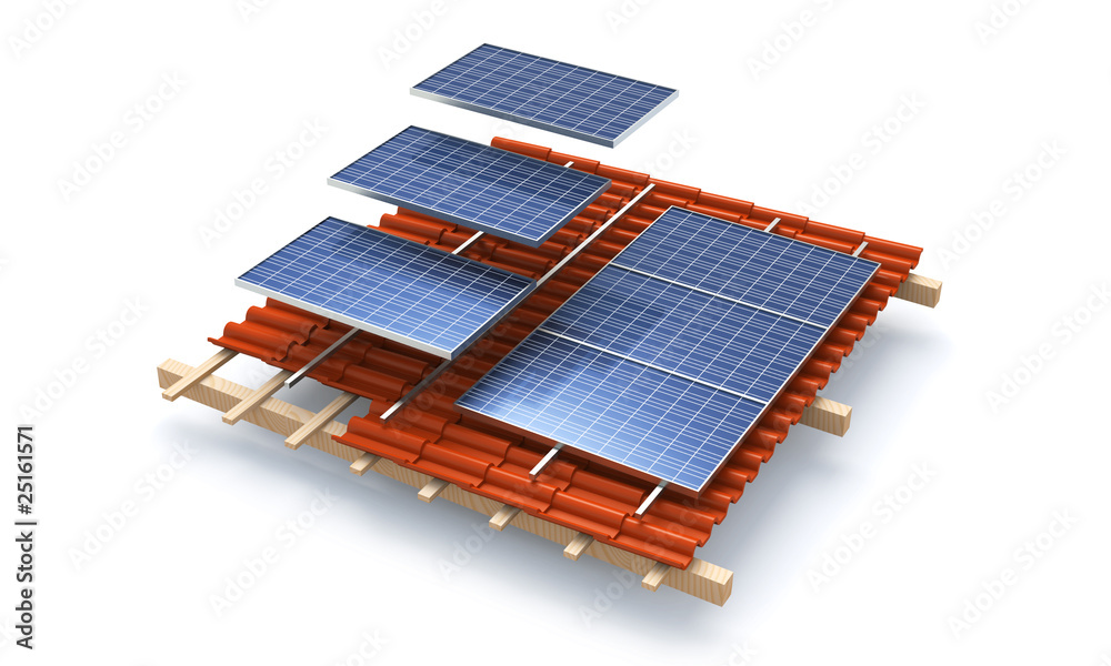 Solar roof module construction Stock Illustration | Adobe Stock