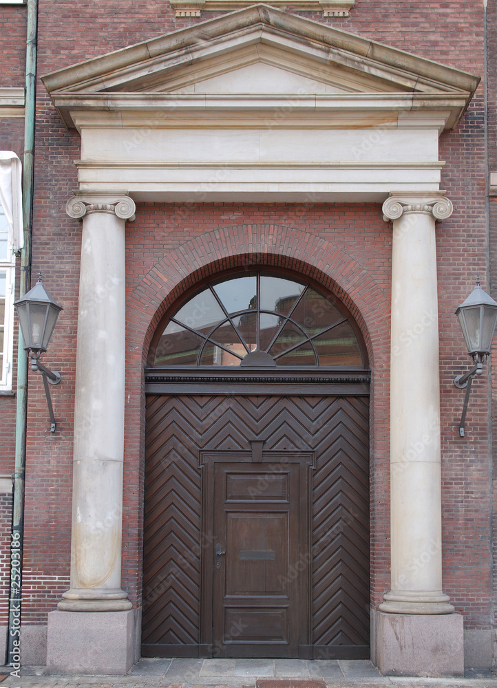ionic columns and semi circular arch door Stock Photo | Adobe Stock