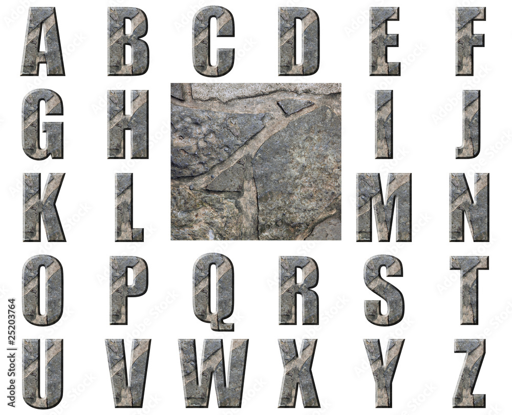 Natural Grey Stone Texture Alphabet Stock Illustration | Adobe Stock