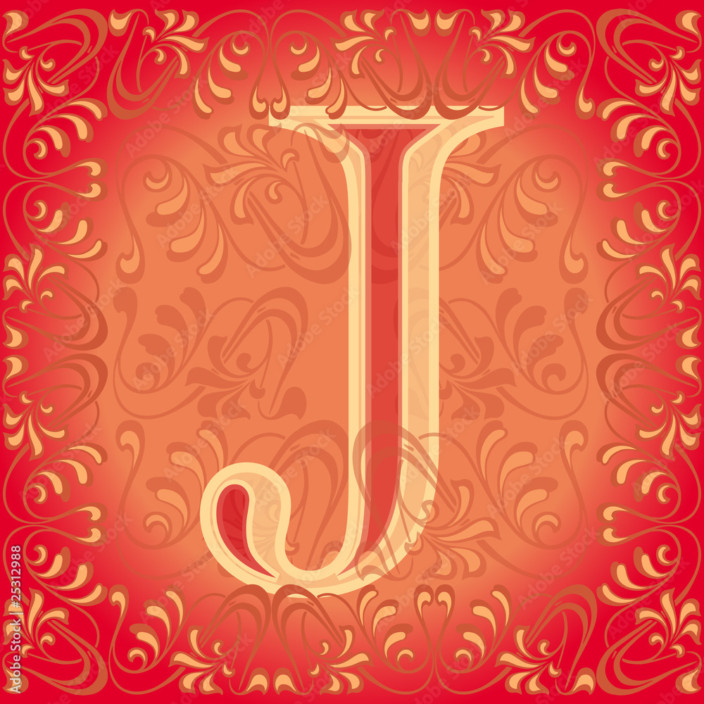 Letra j roja decorada, jota Stock Vector | Adobe Stock