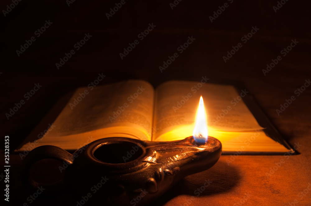 Bible and Oil Lamp Stock Photo | Adobe Stock