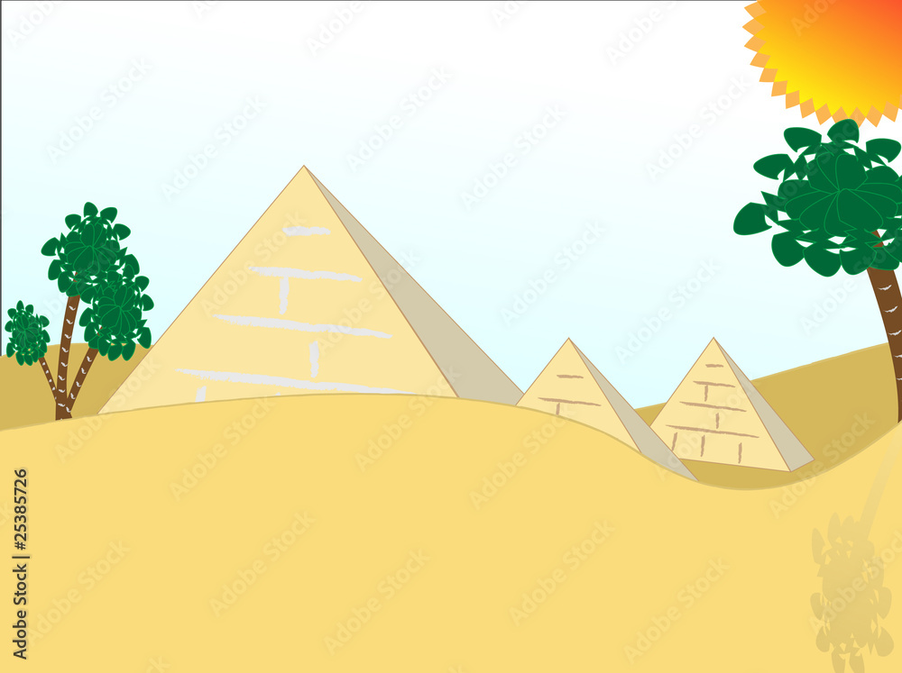 cartoon illustration egypt pyramids Stock Vector | Adobe Stock
