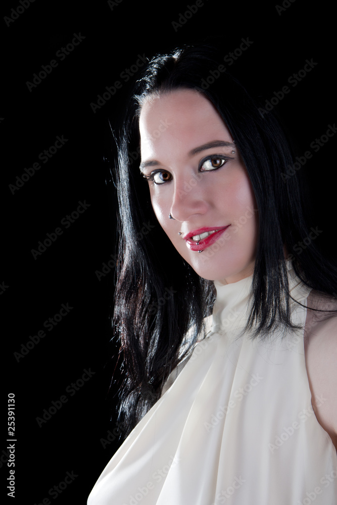 smiling pierced gothic girl Stock Photo | Adobe Stock