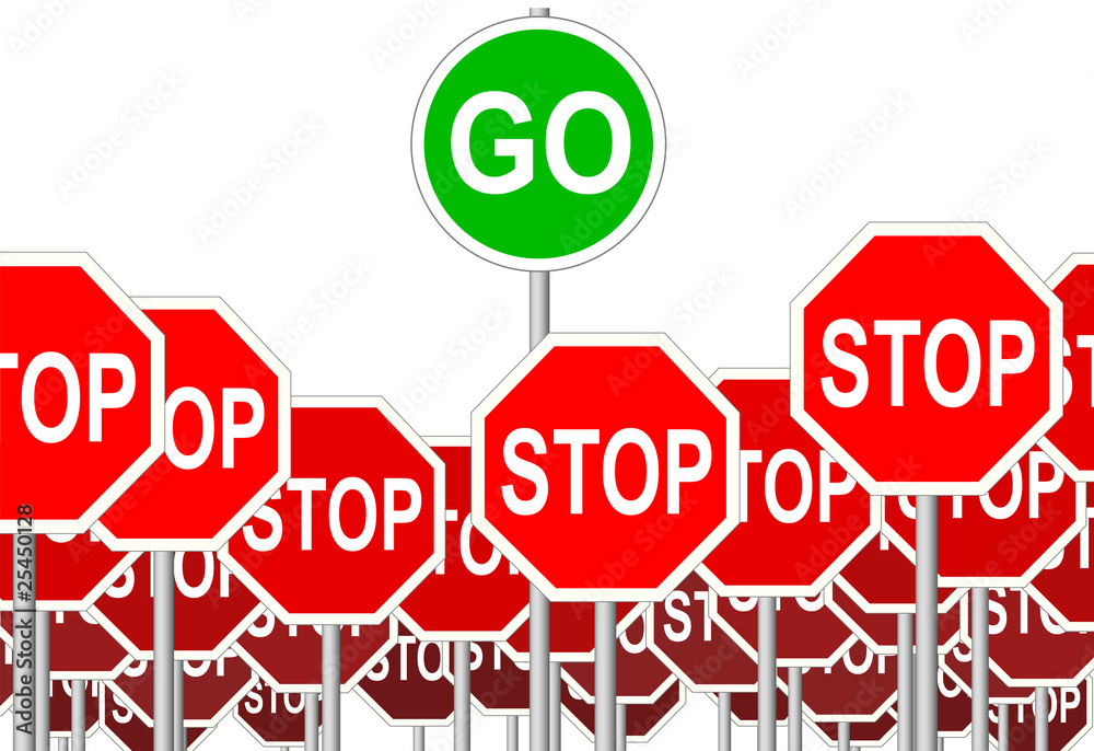 STOP Signs GO Sign progress symbol isolated Stock Vector | Adobe Stock