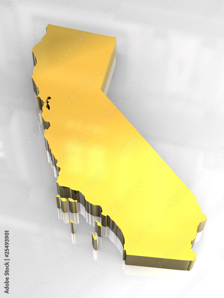 3d Golden map of California Stock Illustration | Adobe Stock