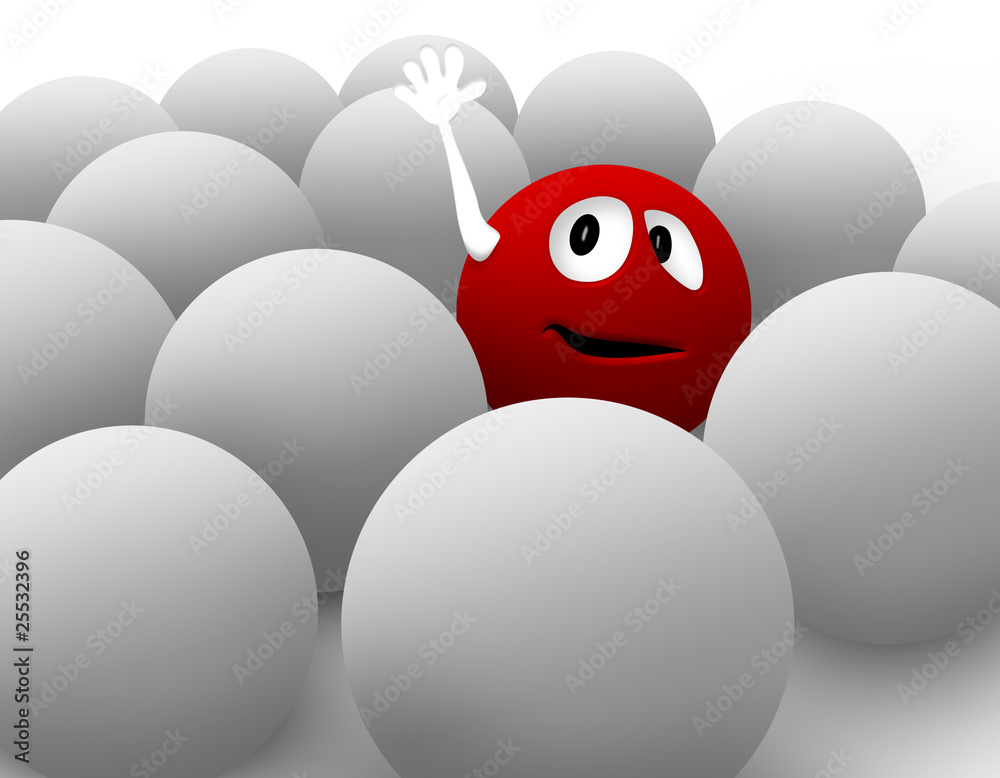 3D red smiley trying to get noticed and asking for attention Stock ...