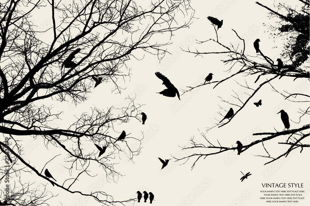 tree and bird Stock Vector | Adobe Stock